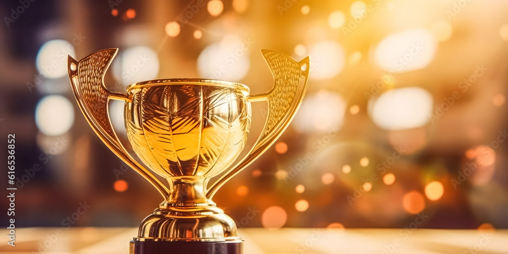 Achievement success in education awards concept. Golden trophy cup ...