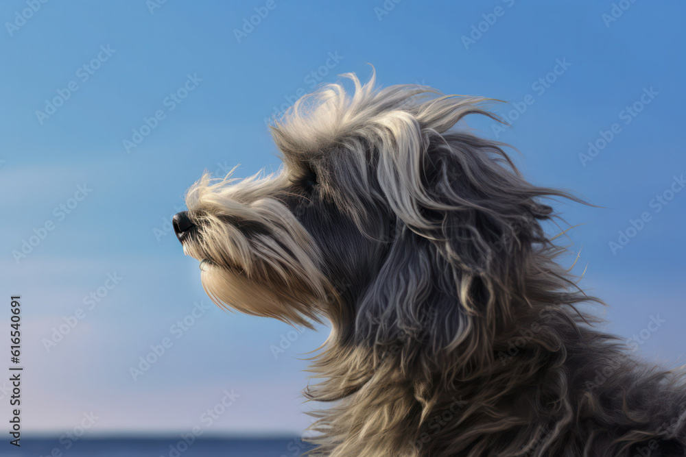 A hyperrealistic portrayal of a curious and highly detailed dog with ...