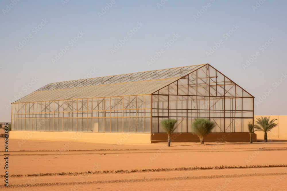 A desert greenhouse with water-saving technologies, desert-adapted ...