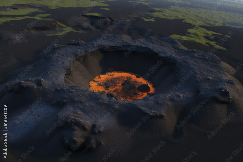 A hyperrealistic portrayal of an asteroid impact creating a massive ...