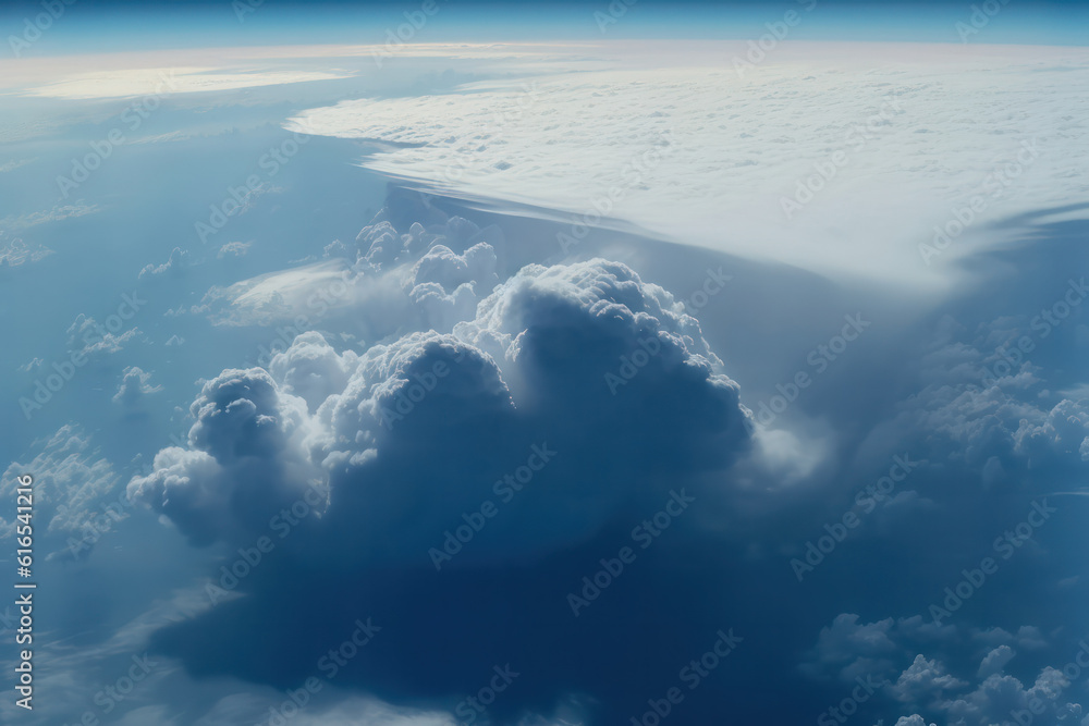 A hyperrealistic depiction of an asteroid impact causing a shockwave to ...