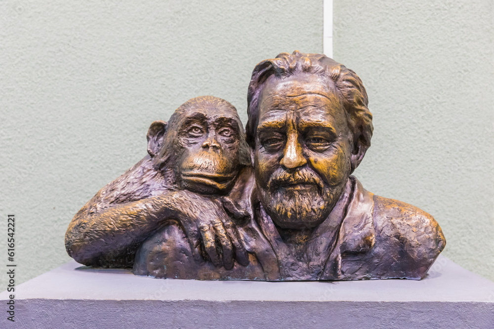 Moscow, Russia - June 14, 2022: Sculpture of Gerald Darrell and a ...