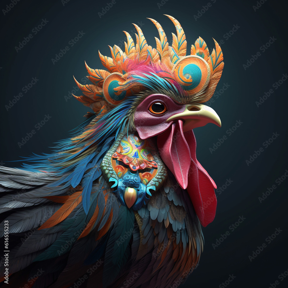 hyper relistic majestic rooster with a carnival mask Generative Ai ...