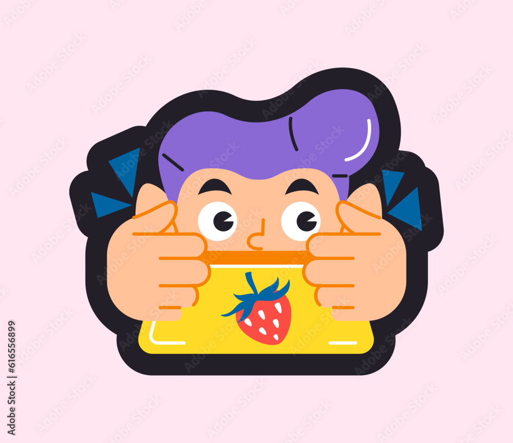 Back to school icon. Sticker with shy boy peeking out from behind ...