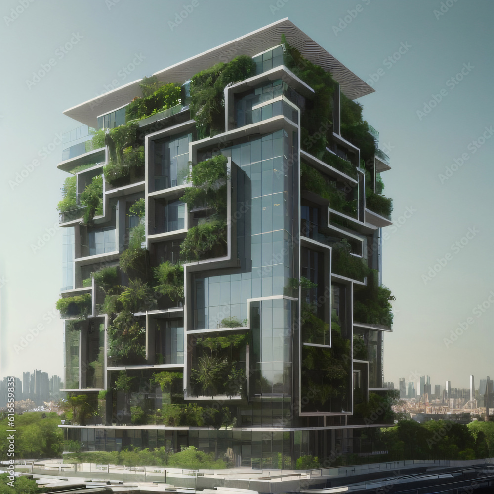 Green Building Facade of a Green Architecture Style Apartment | Modern ...