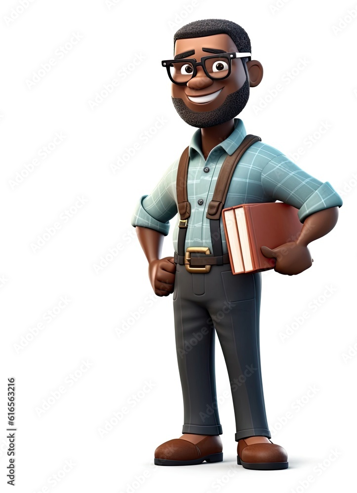 Black Male Librarian Isolated White Backdrop Handsome With Copyspace ...