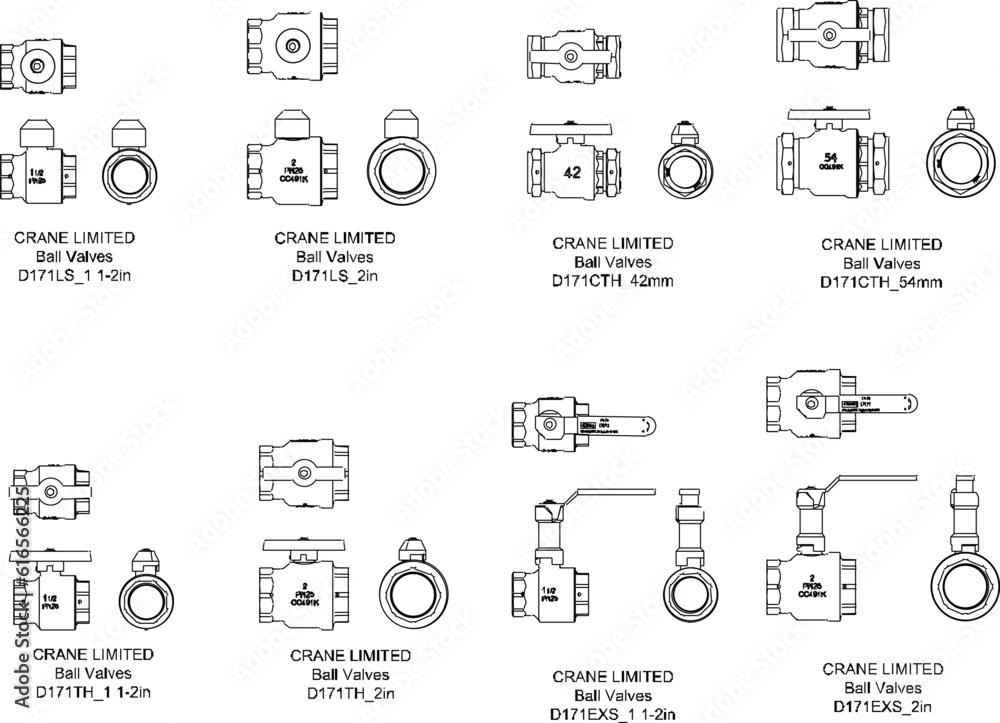 Vector illustration sketch of detailed technical design of stop faucet ...
