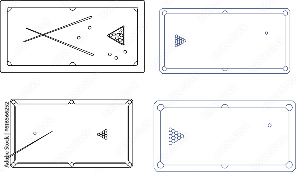 Vector sketch illustration of billiard table design for game Stock ...