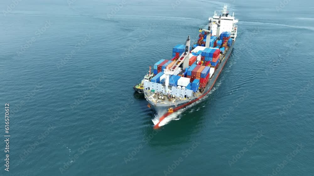 Cargo container Ship, cargo maritime ship with contrail in the ocean ...