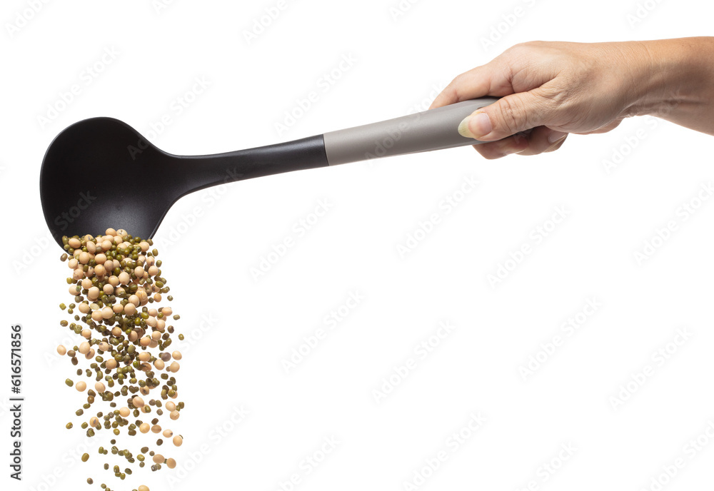 Mix green mung soy beans fall down explosion, several kind bean float ...