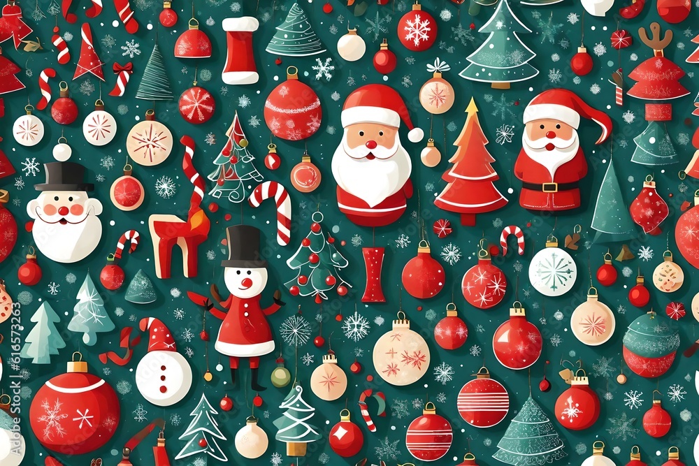 Christmas collection with traditional Christmas symbols and decorative ...