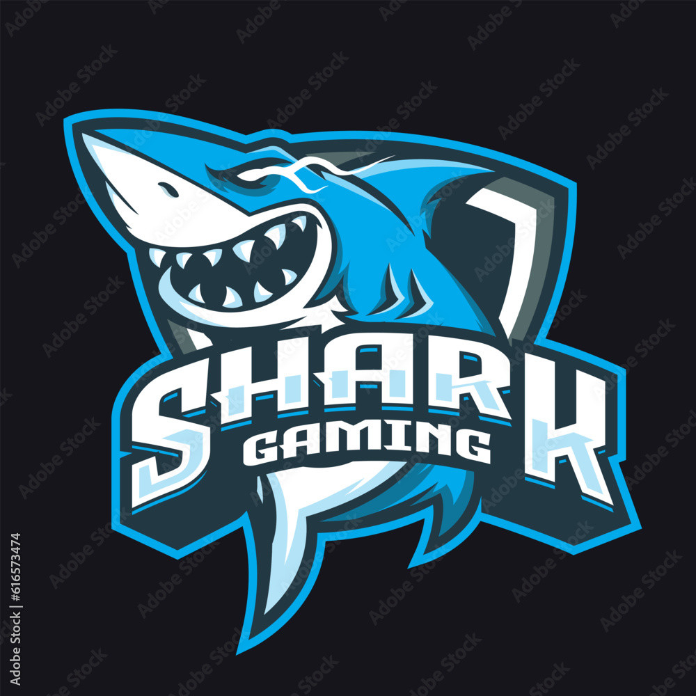 Shark Gaming Mascot Logo Shark and Fish Great White Hunting Shark Stock ...