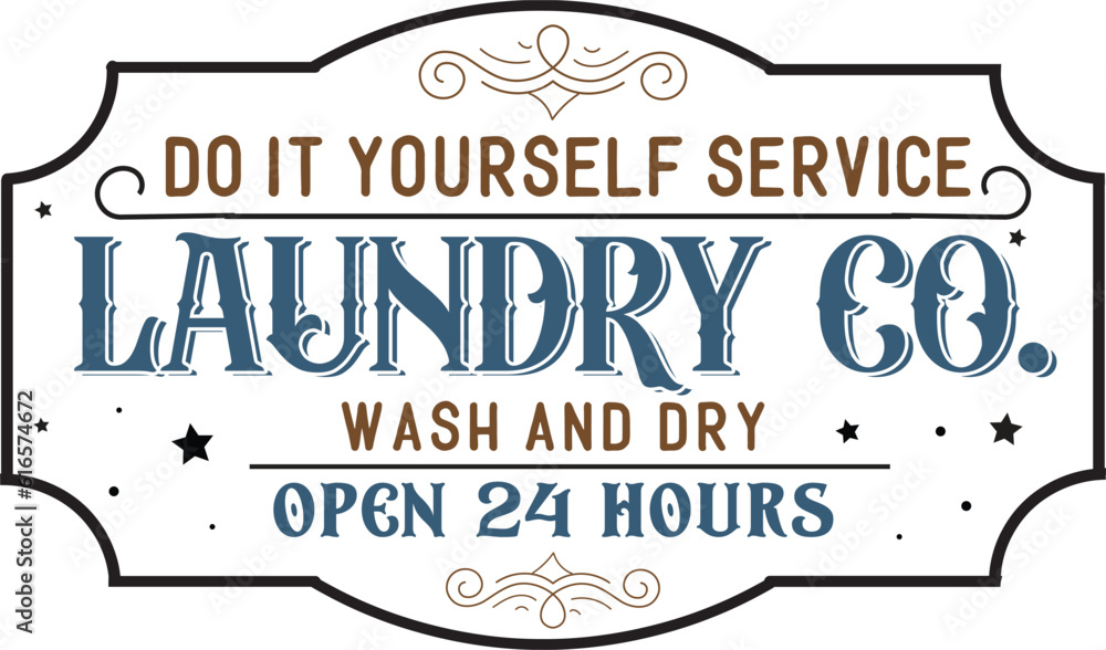 Do it yourself service laundry co. wash and dry open 24 hours, Vintage ...