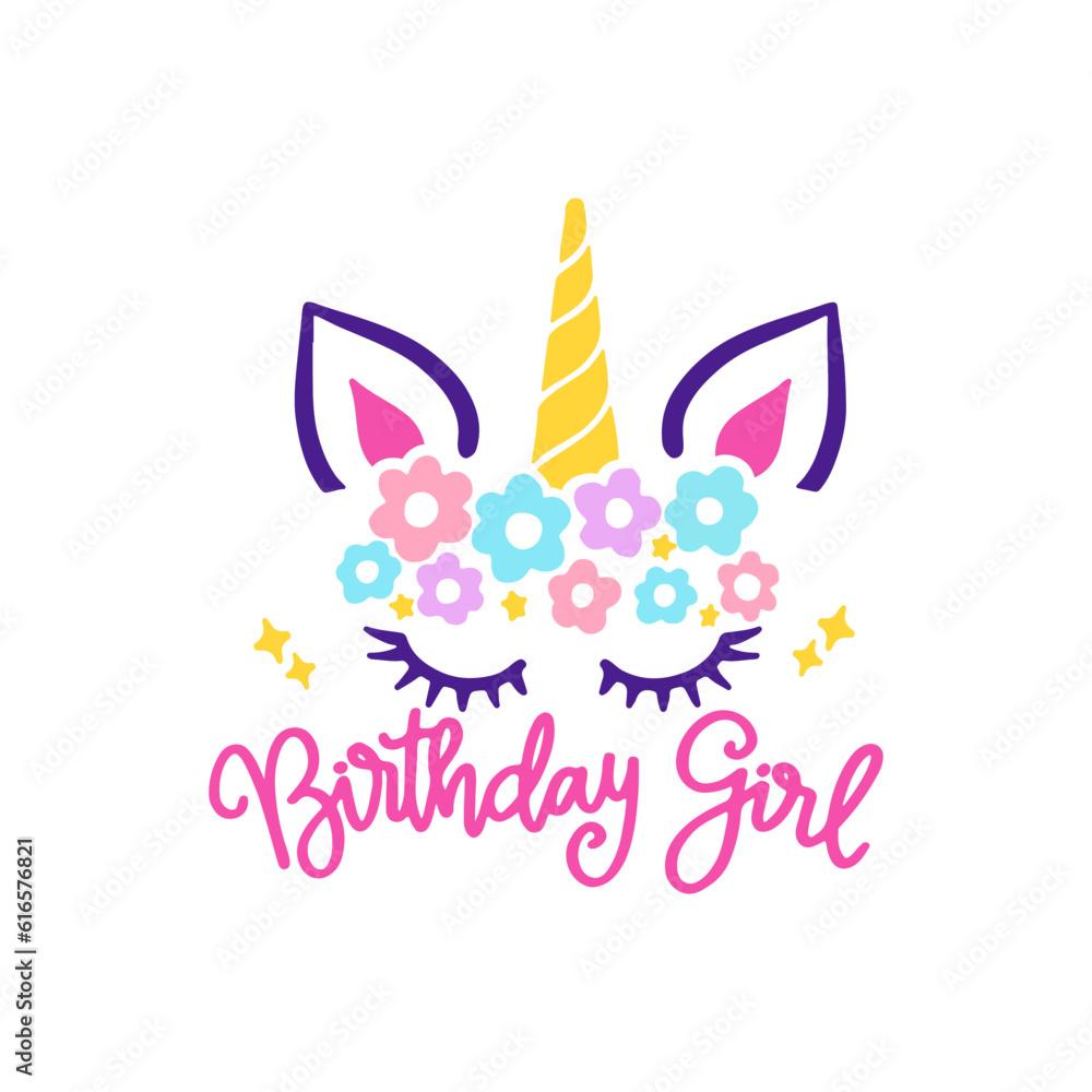 Vetor De Unicorn Birthday Girl Svg Girl Birthday Svg Rainbow And