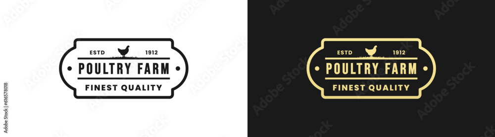 Poultry farm logo or Poultry farm label vector isolated in flat style ...