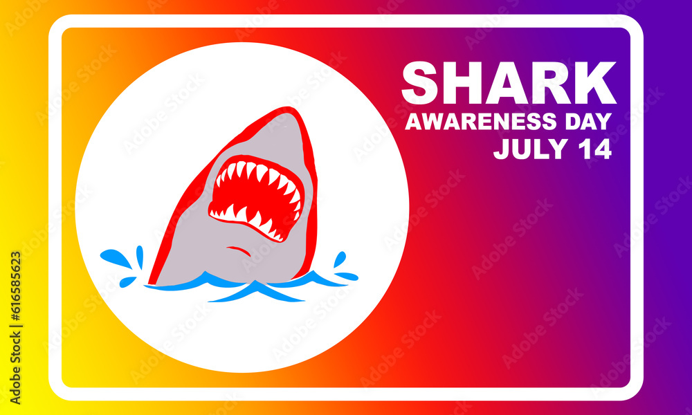 illustration of a red shark head coming out of the water and bold text ...