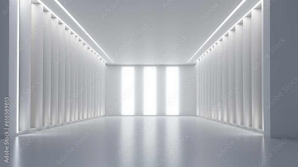 Bright white 3D Room Background abstract stage for the presentation ...