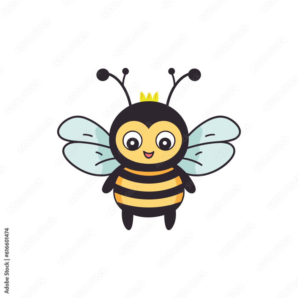 Cute little bee isolated on white background honey flying bee cartoon ...