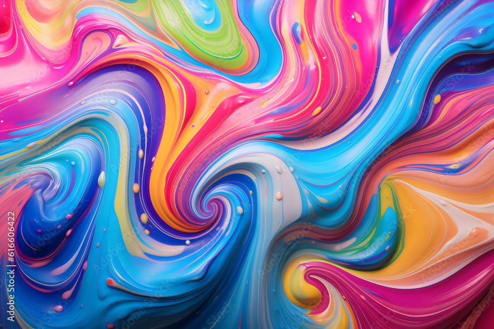 swirls of colorful paint liquid mixing with drips background texture ...