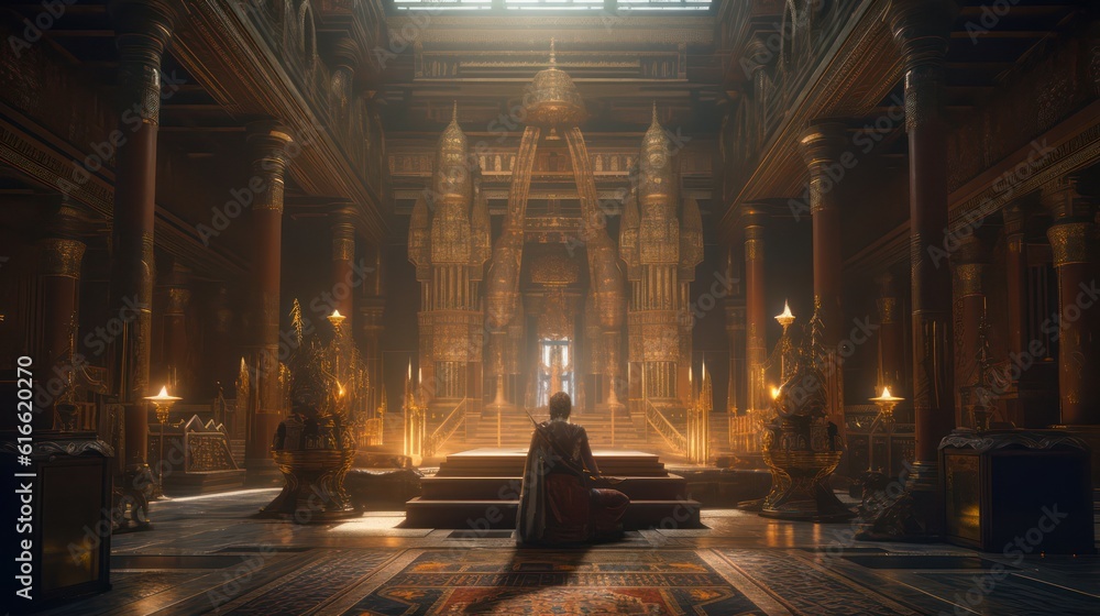 Throne for king in castle. Background in architecture or retro interior ...