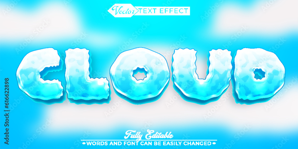 Cartoon Cloud Vector Editable Text Effect Template Stock Vector | Adobe ...