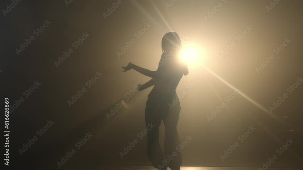 Beautiful dancing background slow motion, ART 4K concept. Silhouette of ...