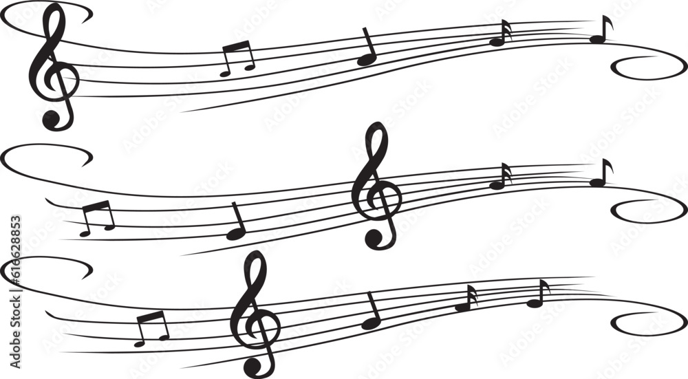 vector collection of Musical notes, with curves for performing and ...