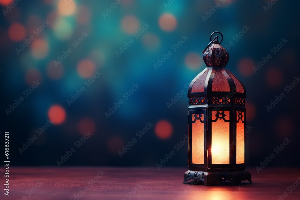colorful background with islamic lantern for Eid al adha post with ...