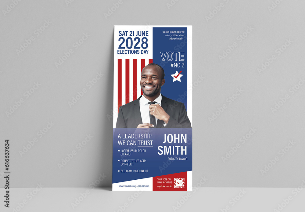 Election Campaign Political DL Card Flyer Layout Stock Template | Adobe ...