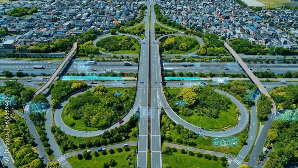 Modern highway and Data technology concept. Smart transportation. ITS ...