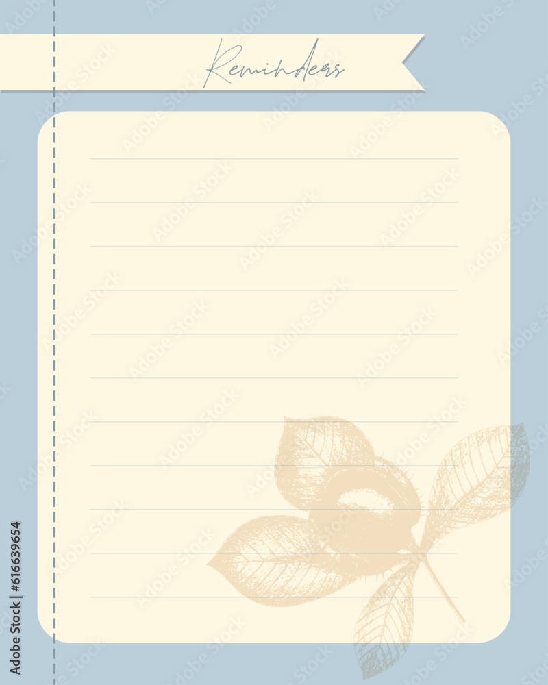 Reminder blank vintage collage with chestnut , planner notes to-do list ...