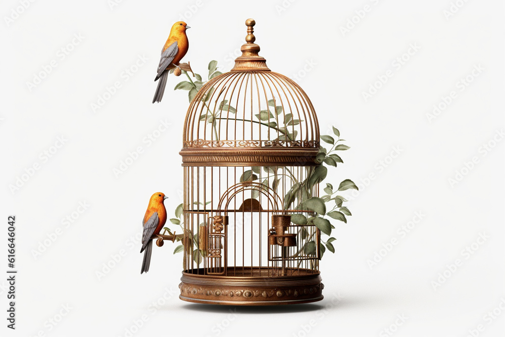 bird cage white background Stock Illustration | Adobe Stock