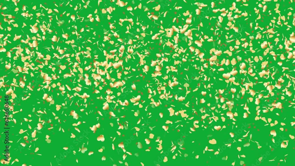 Golden Confetti Falling Over Green Screen Background. Golden Color ...