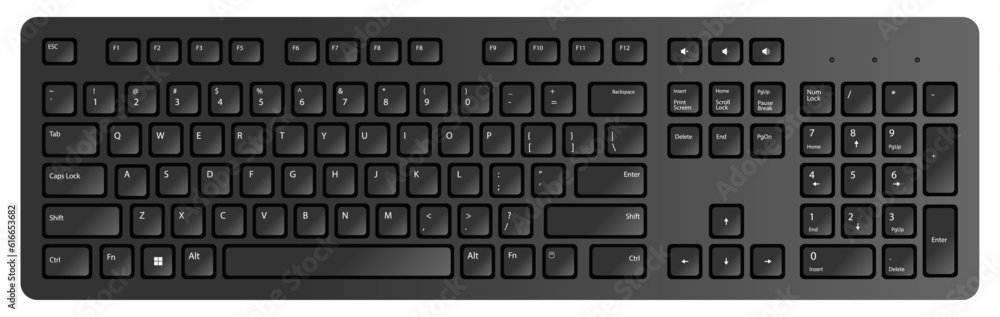 vector black realistic pc keyboard, Stock Vector | Adobe Stock