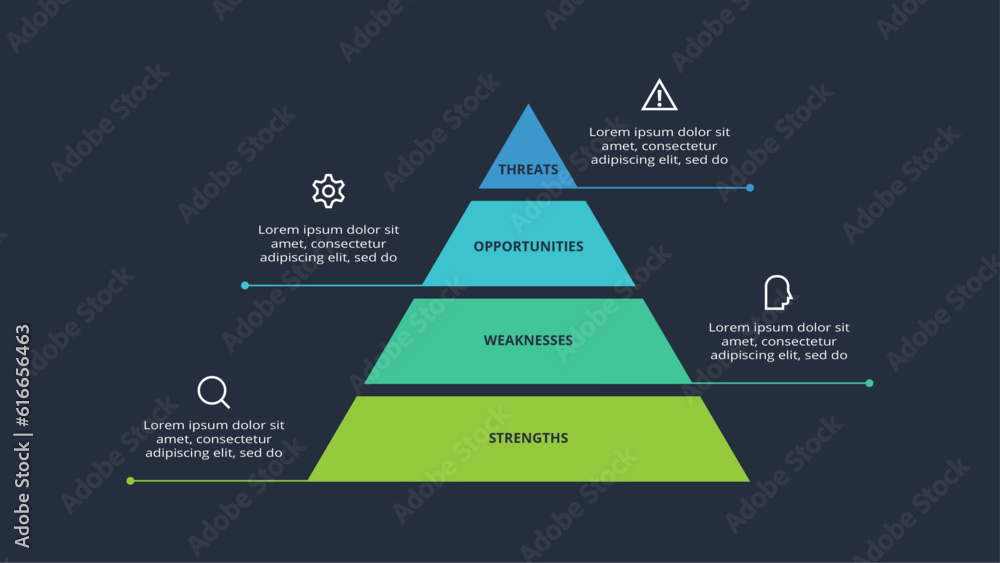 SWOT diagram with 4 steps, options, parts or processes. Template for ...