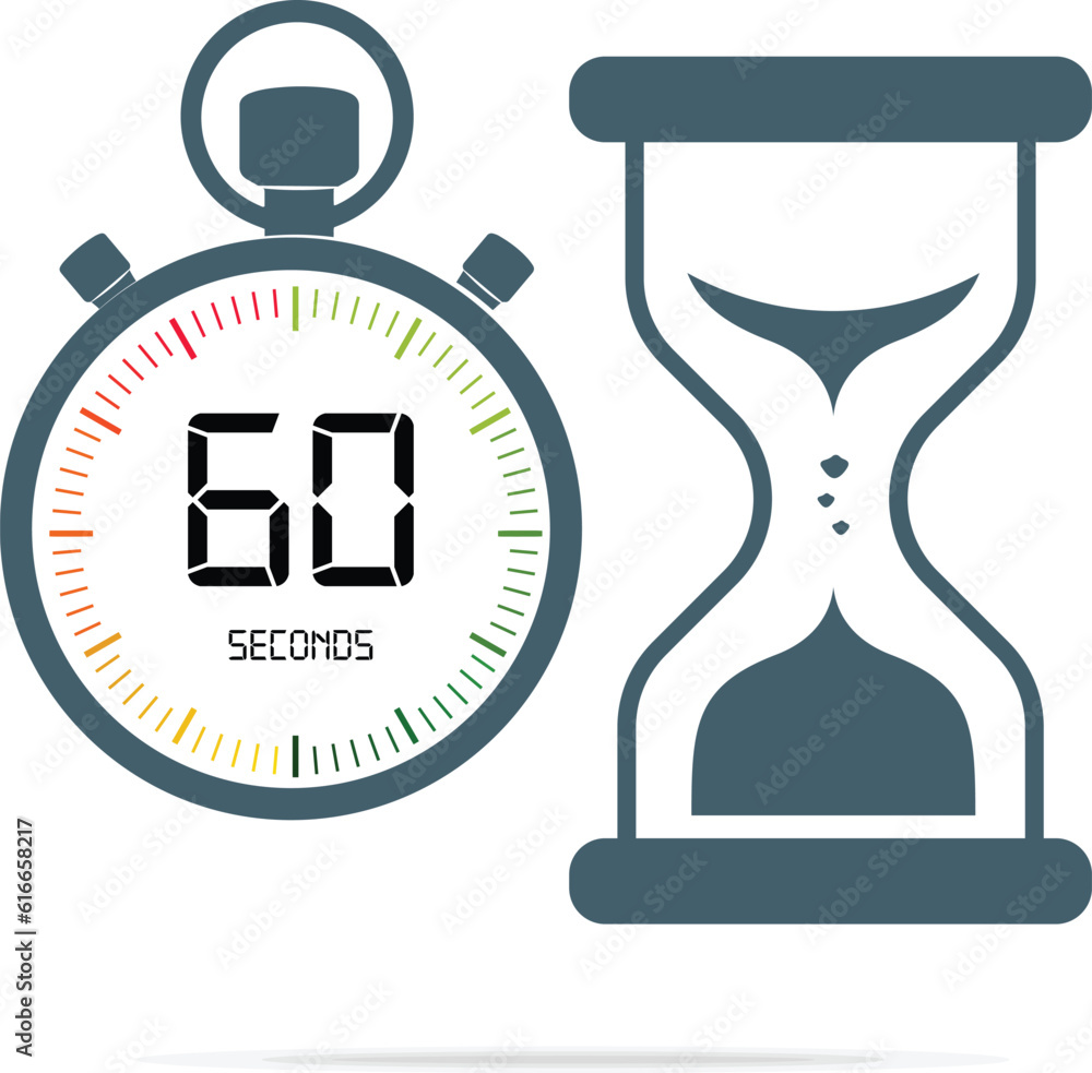 Time And Clock, 60 Seconds, 60 seconds timer clock with hourglass ... Time And Clock, 60 Seconds, 60 seconds timer clock with hourglass ...