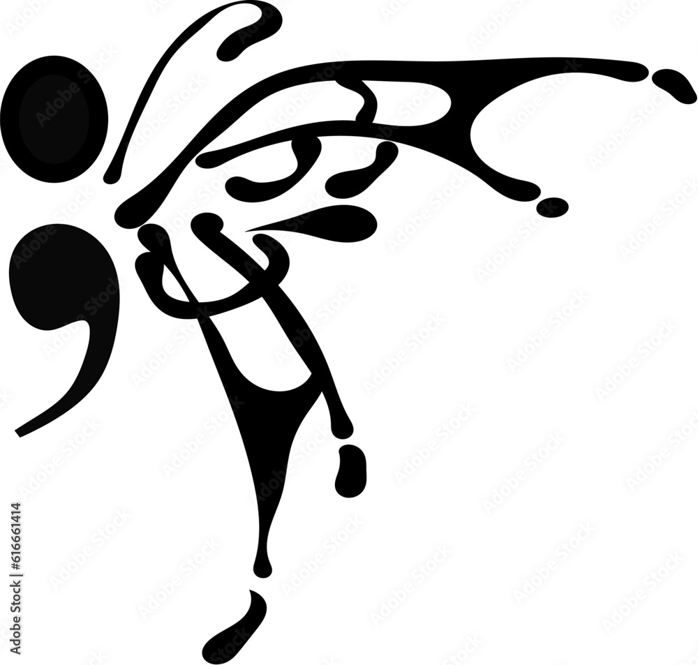 Semi colon butterfly wings tattoo. A vector black line drawing on a ...