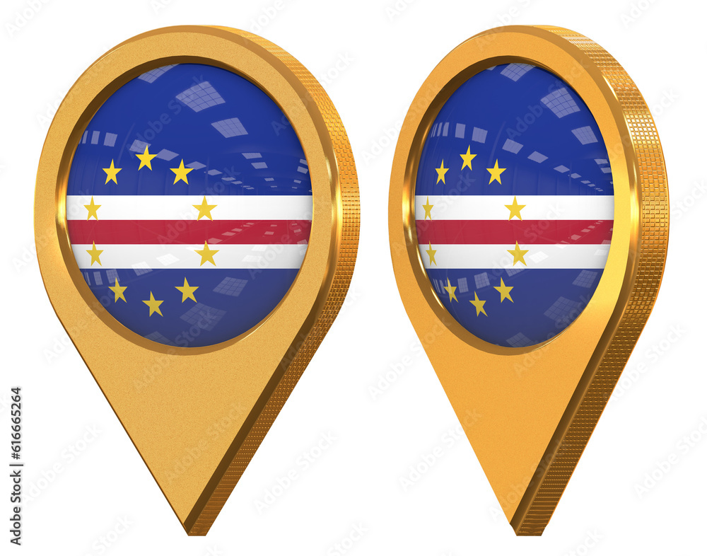 Cape Verde, Cabo Verde Location Icon Flag, Isolated with Different ...