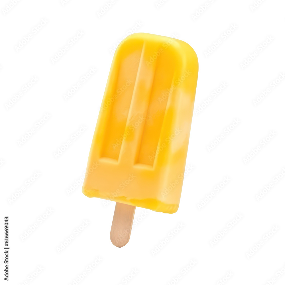 Yellow fruit popsicle ice cream isolated on transparent background ...