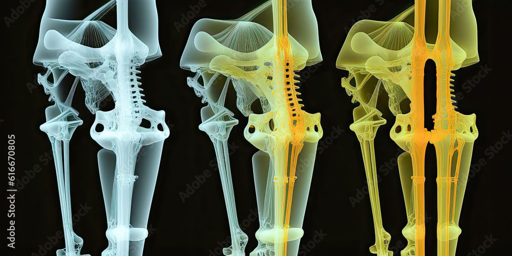 X-ray of femur: An image of the thigh bone, the longest and strongest ...