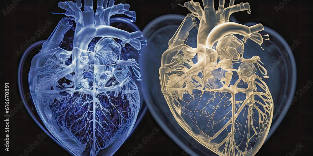 X-ray of human heart: An image of the heart and its surrounding ...