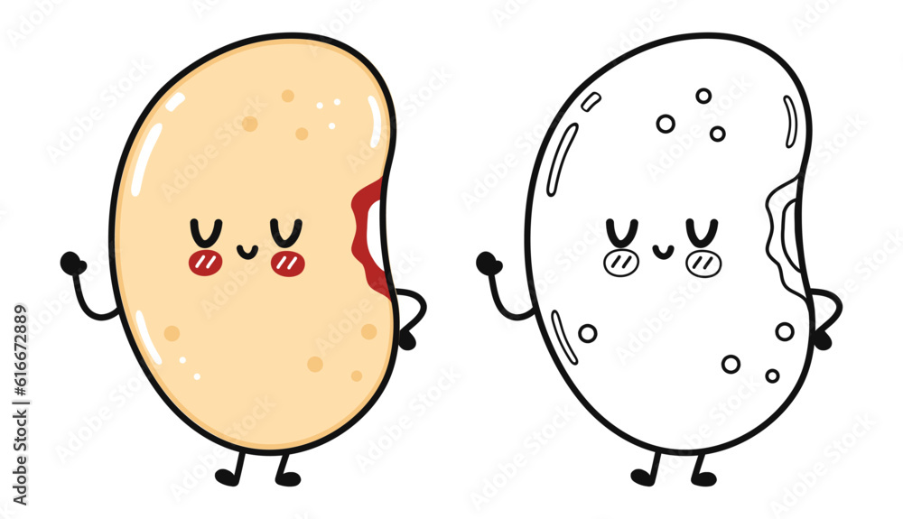 Bean character outline cartoon illustration for coloring book. Vector ...