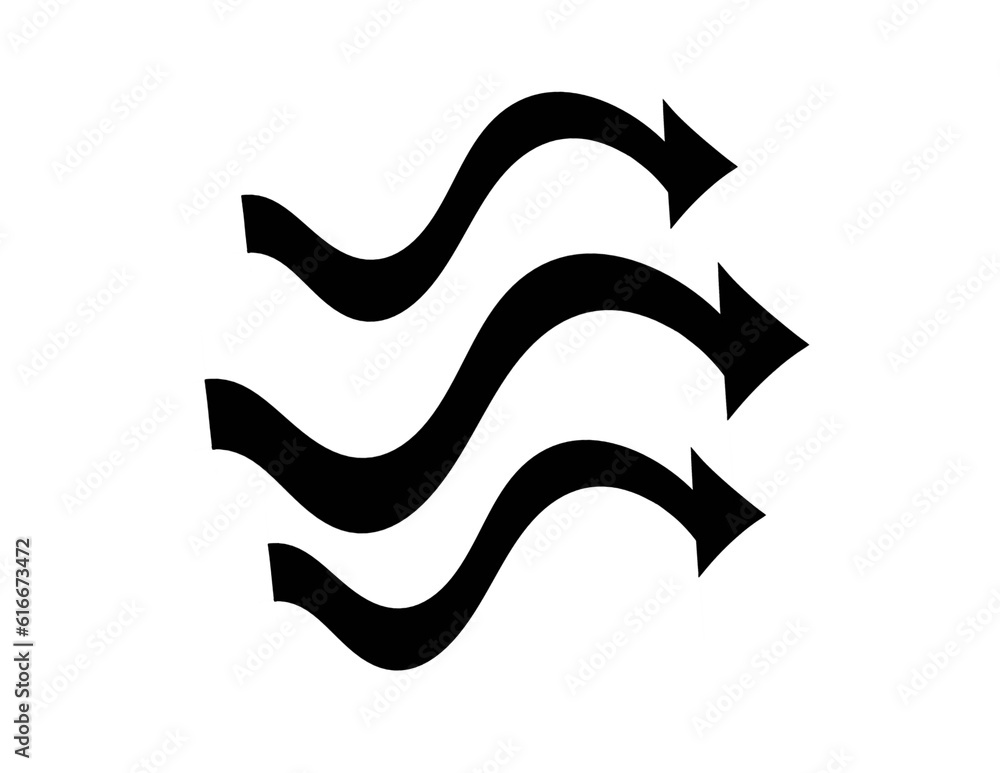 three curving arrows pointing to the right against a white background ...