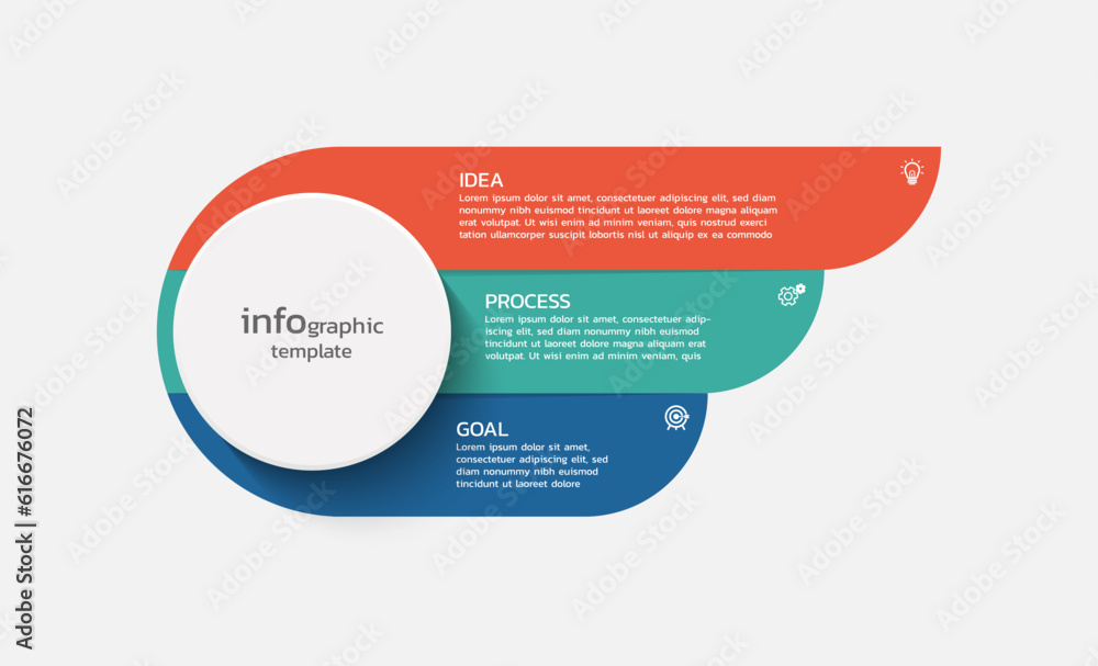 Vector business infographic background design template with 3 steps ...