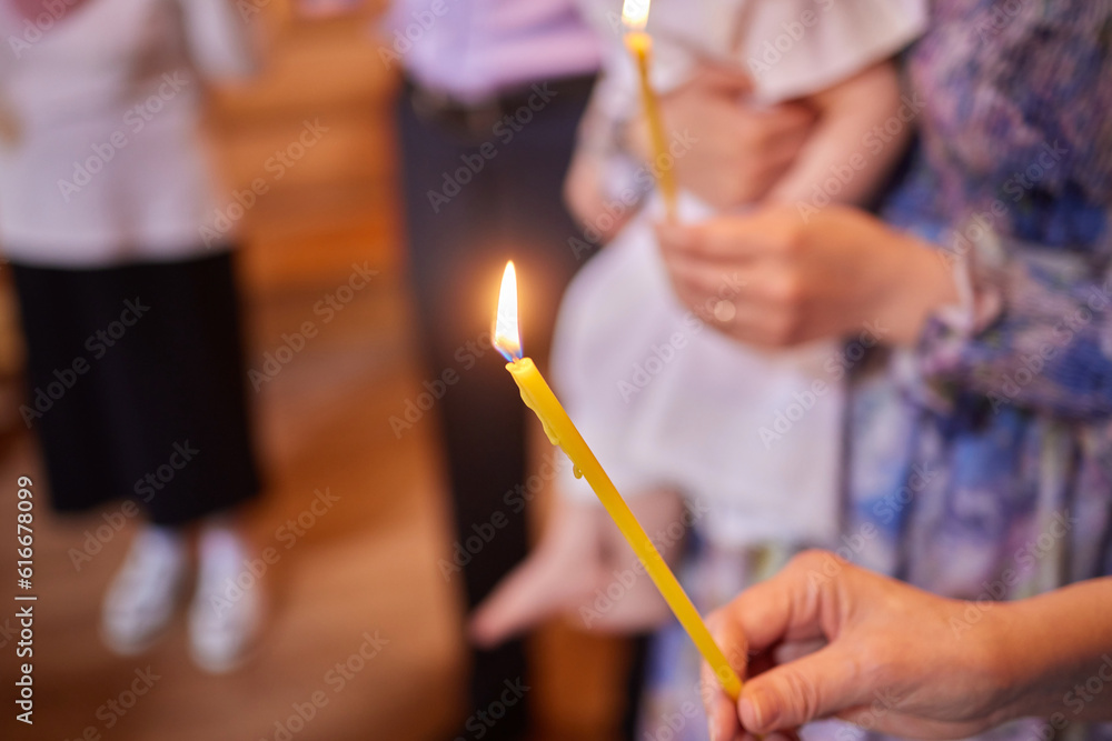 baby christening. Ceremony of a christening in Christian church ...