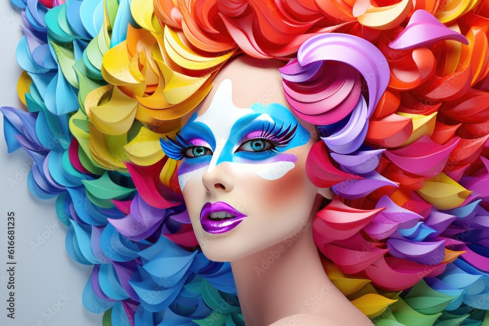 Fictional Drag Queen: Man dressed up as a woman on vibrantly coloured ...
