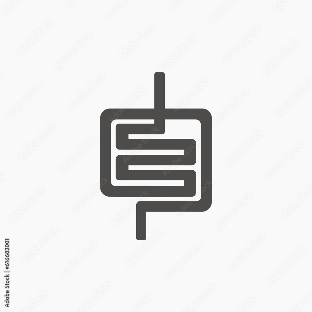 Intestines icon vector. Gut constipation, abdominal, digestion ...