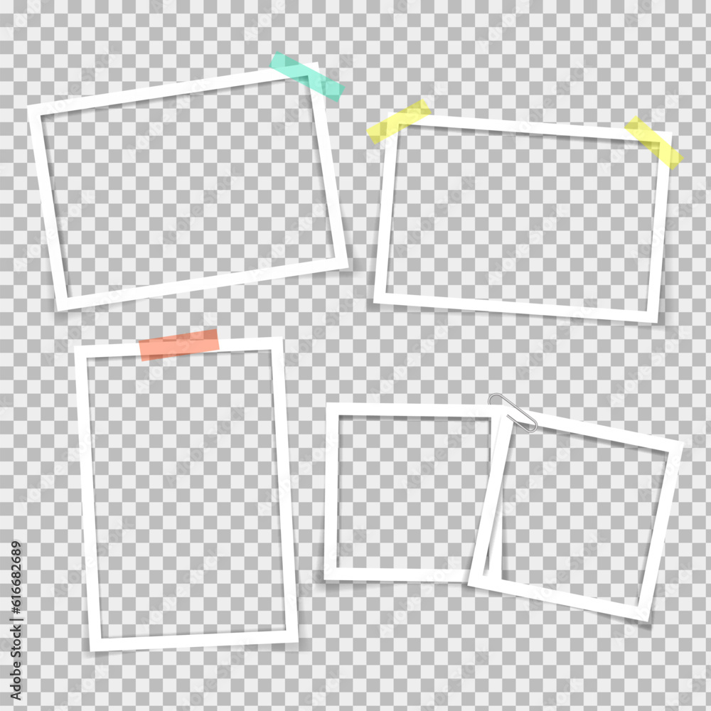 Empty photo frames with shadow effects. Vector Photo frame mockup ...