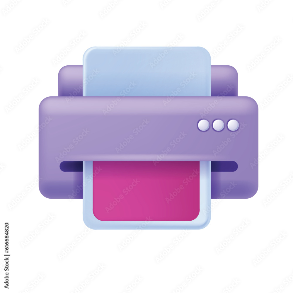 3D printer icon, vector office cartridge paper print, copier scanner ...