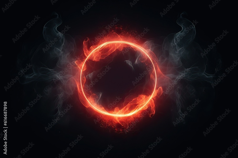 Generative AI illustration of neon smoke exploding outwards with empty ...